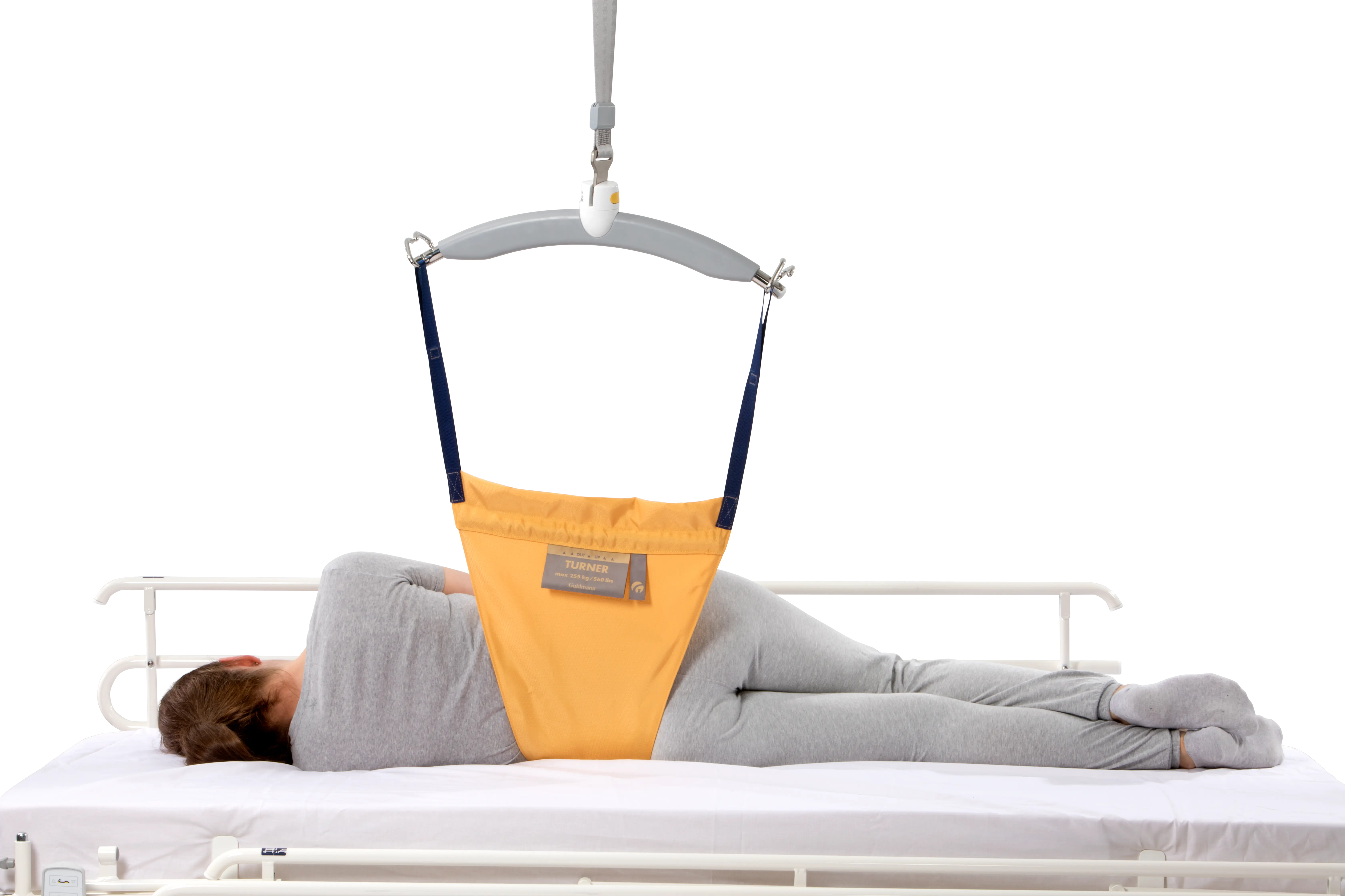 Turning sling for placing and supporting people in sideways positions ...