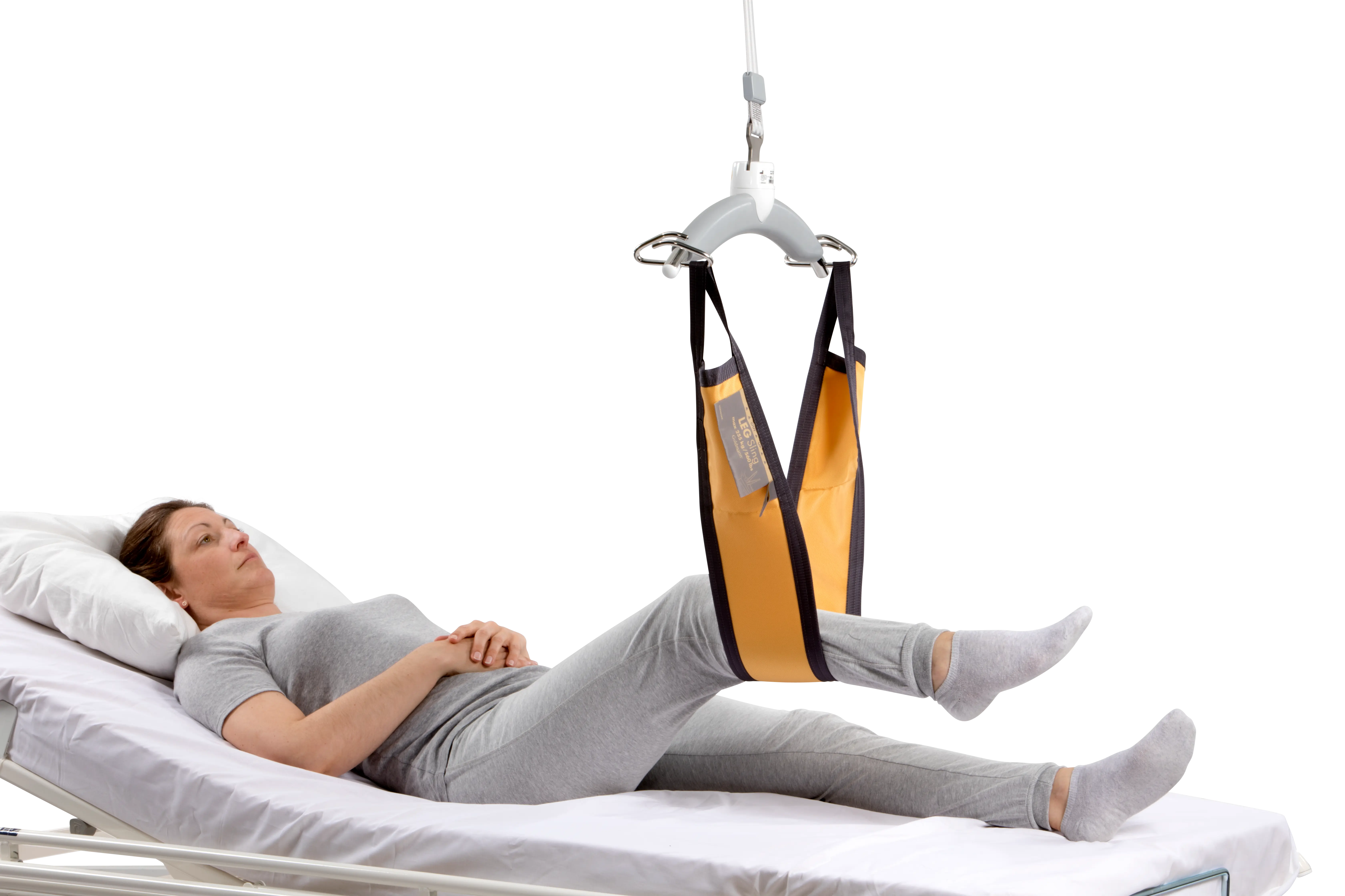 Leg sling for lifting and holding body extremities for wound care or ...