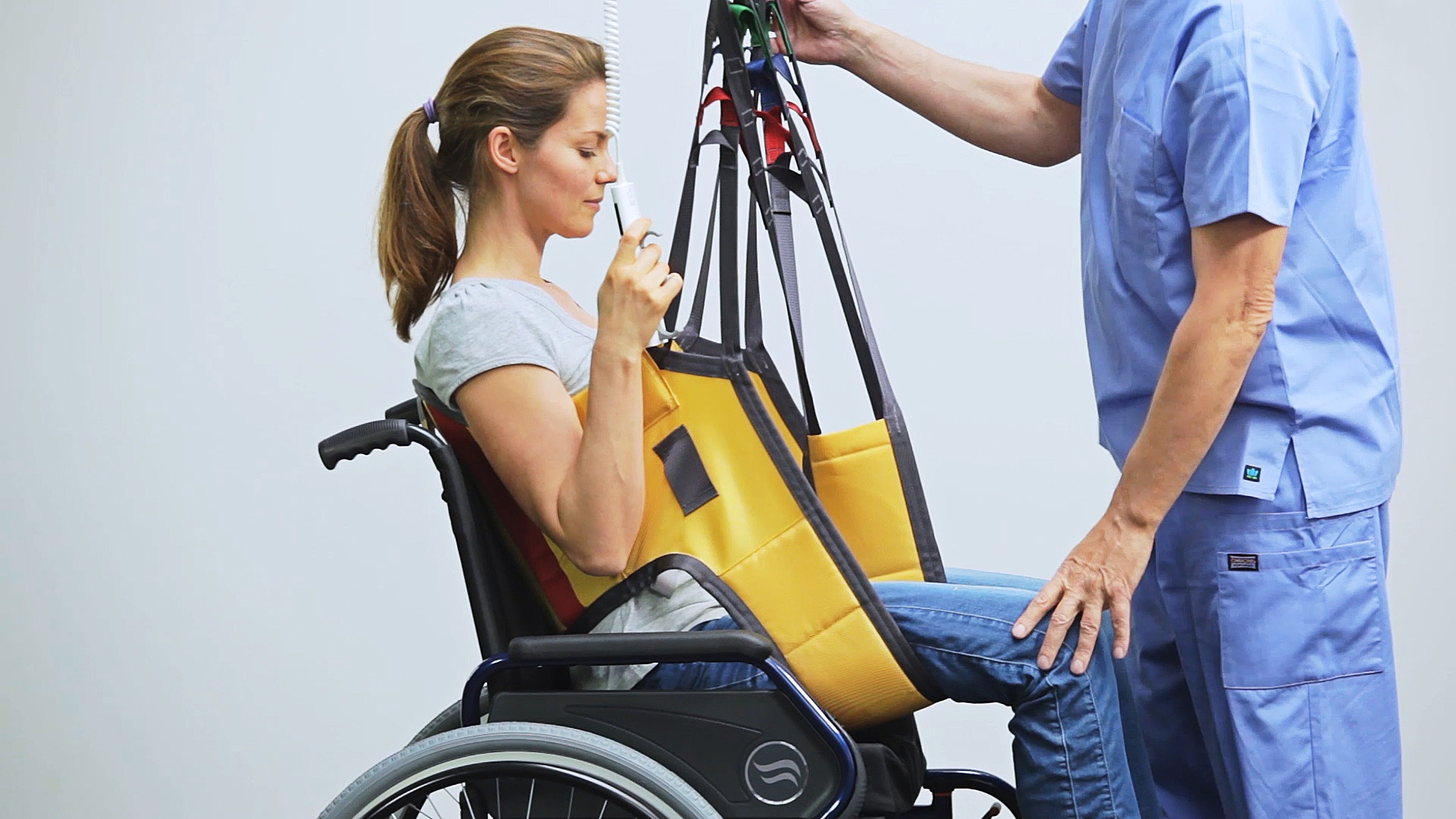 Toilet sling with support strap for toilet visits and other hygiene ...