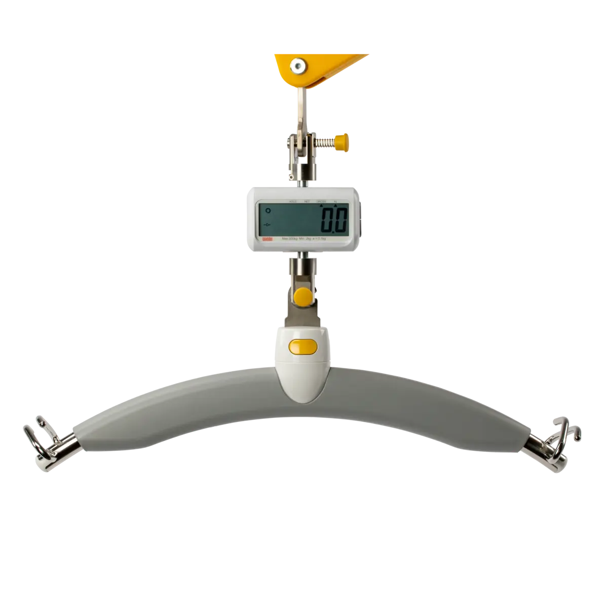 Digital scale for weighing patients placed in a sling suspended from a ...